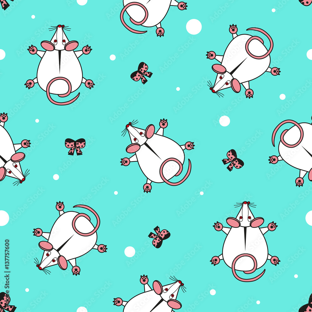 Seamless vector pattern for children. mouse top view and and bows on a ...