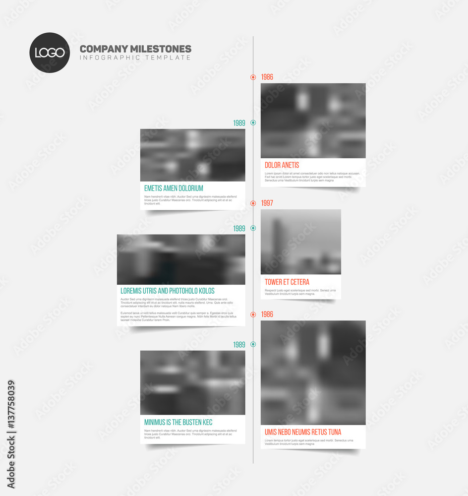Infographic Timeline Template with big photos Stock Vector | Adobe Stock