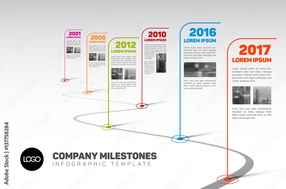 Infographic Company Milestones Timeline Template Stock Vector | Adobe Stock
