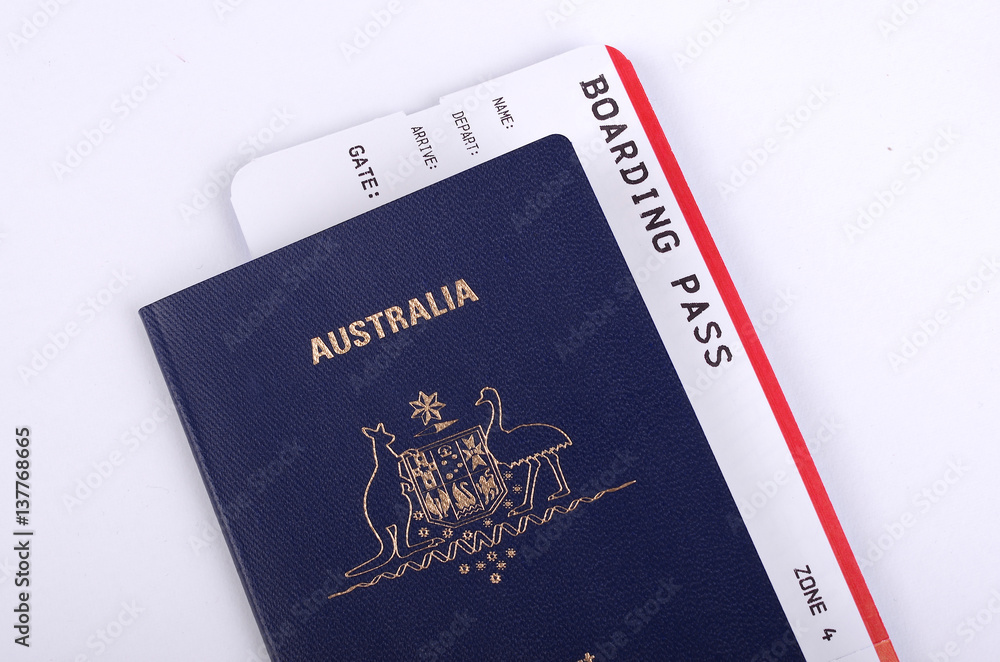 Boarding pass inside an Australian passport Stock Photo | Adobe Stock