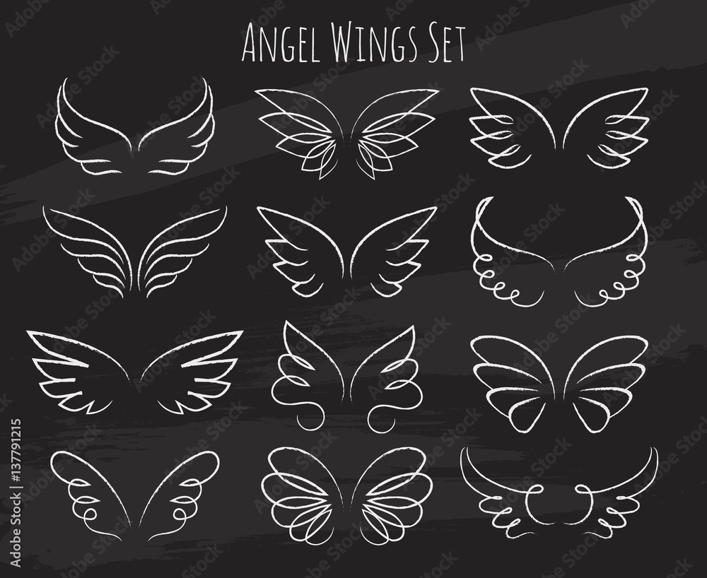 Hand drawn angel wings on chalkboard Stock Vector | Adobe Stock