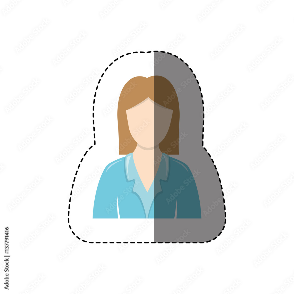 color sticker with half body of nurse without face vector illustration ...