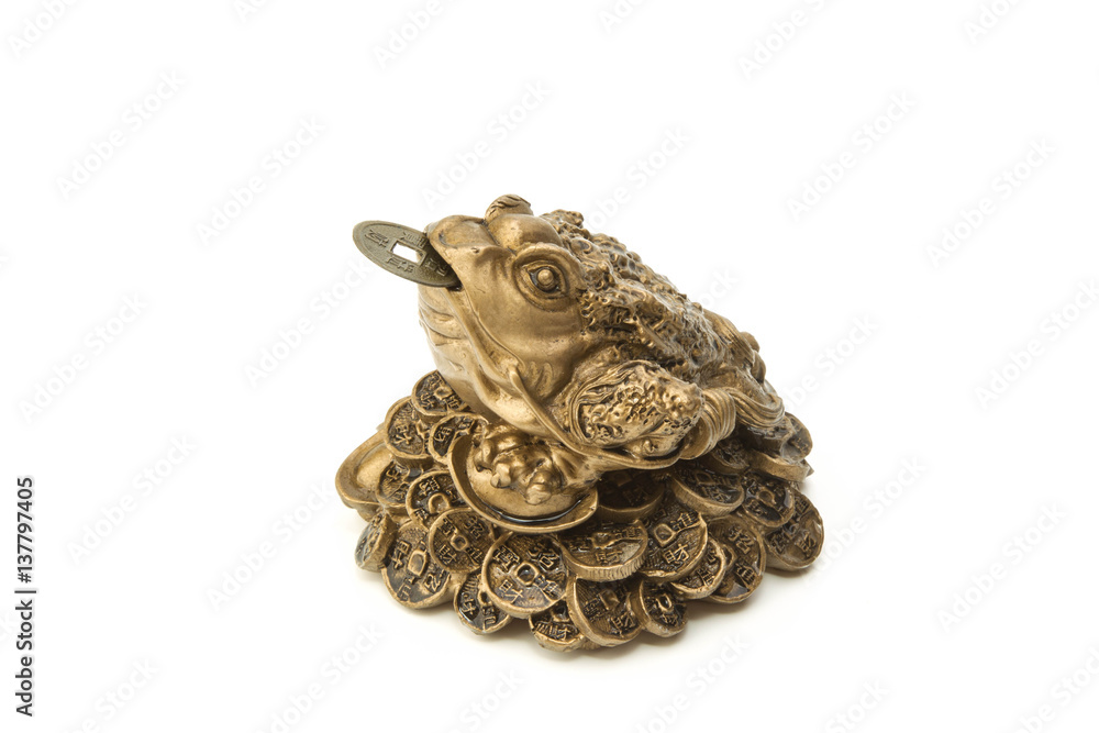 Chinese frog symbol of good luck money isolated on white background ...