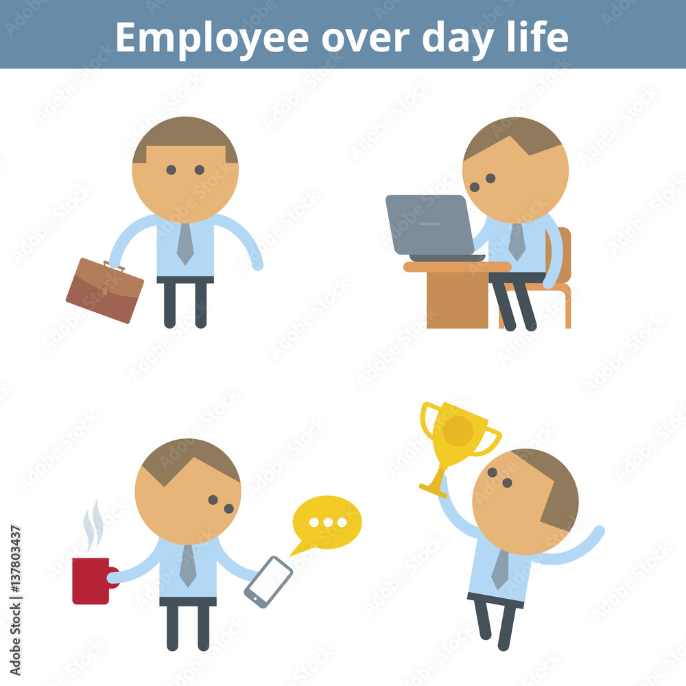 Business cartoon avatar set: manager and employee. Vector flat office ...