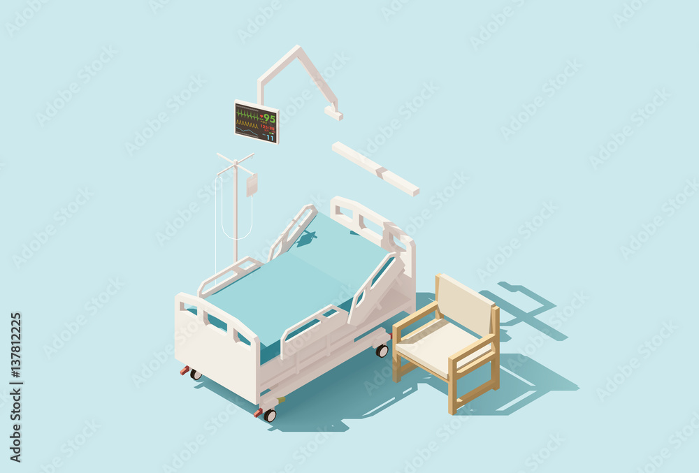 Vector isometric low poly hospital bed Stock Vector | Adobe Stock