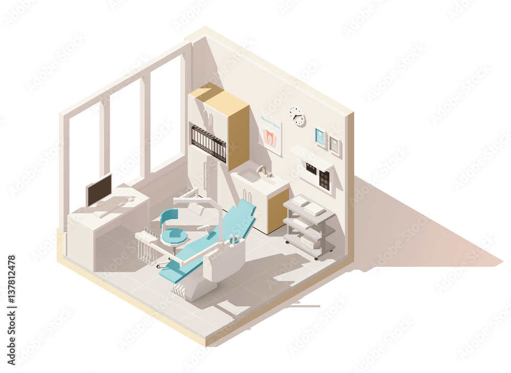 Vector isometric low poly dental office Stock Vector | Adobe Stock