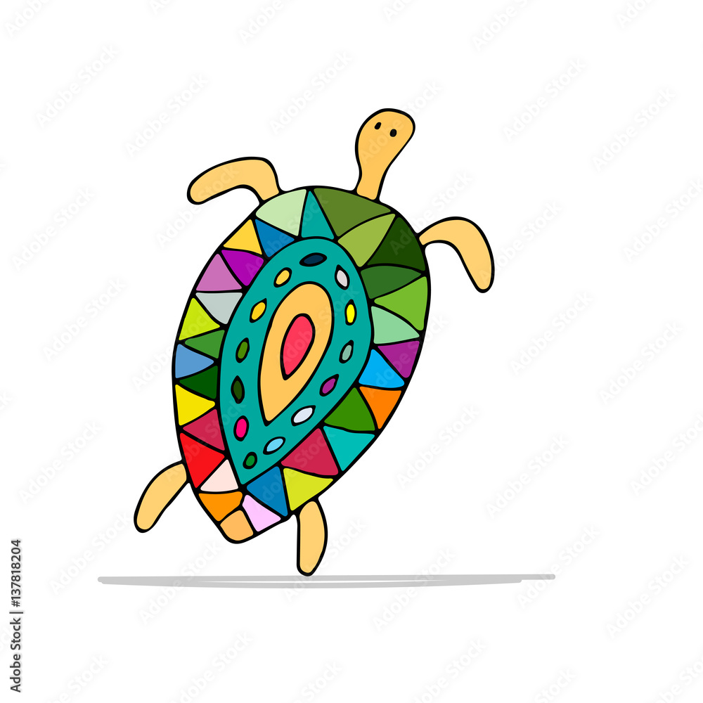 Funny dancing turtle, sketch for your design Stock Vector | Adobe Stock