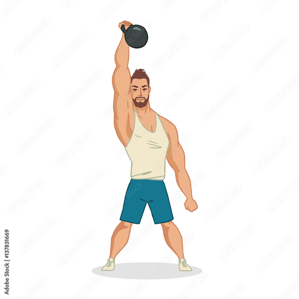 Muscular man vector characters isolated on white background Stock ...