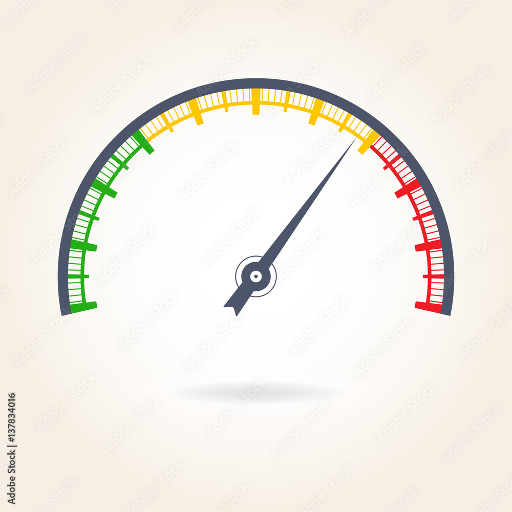 Meter with arrow. Speedometer icon. Colorful gauge element. Vector ...