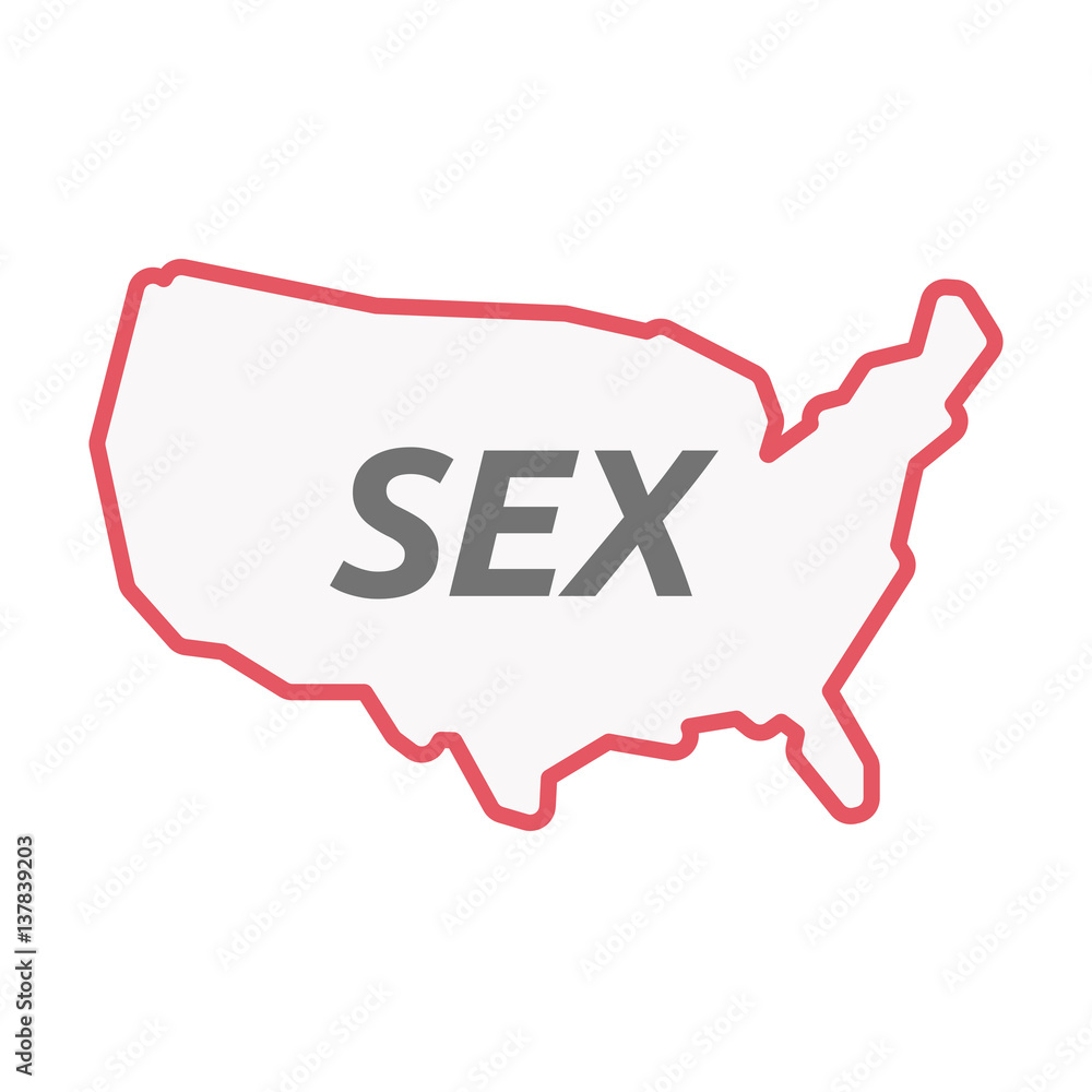 Isolated Line Art Usa Map With The Text Sex Stock Vector Adobe Stock