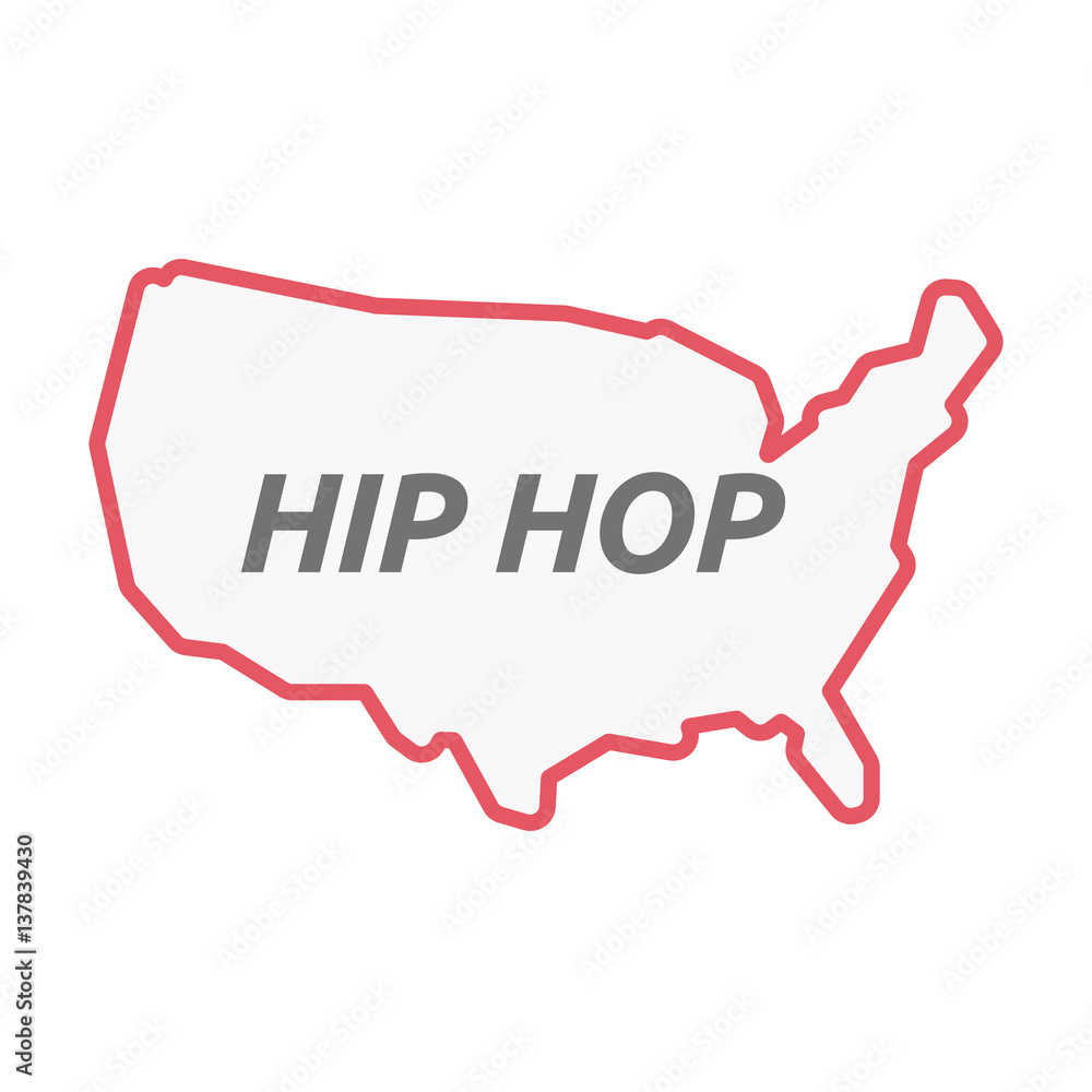 Isolated line art USA map with the text HIP HOP Stock Vector | Adobe Stock