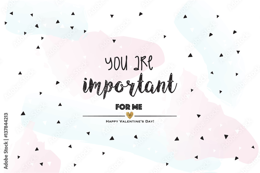 You are important handwritten text for valentines day, blue card Stock ...