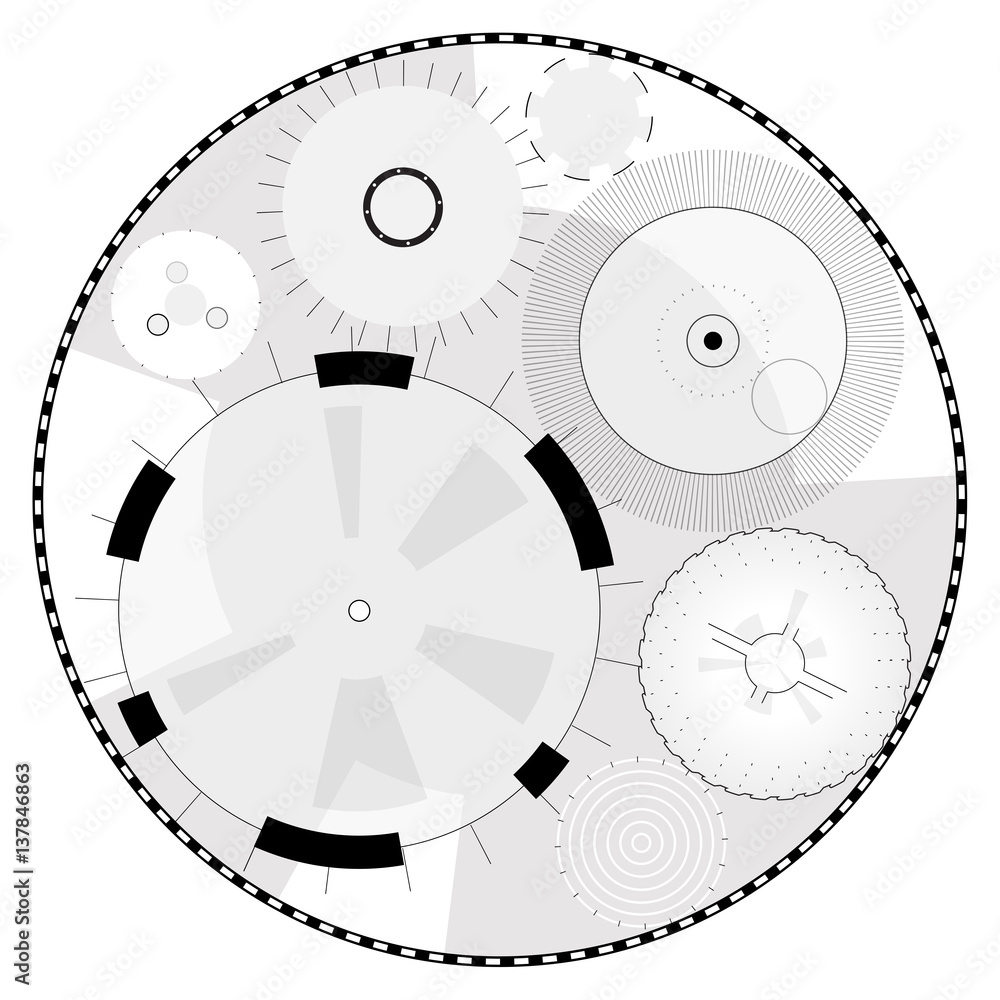 Abstract round high-tech mandala with circles. Space Time machine ...