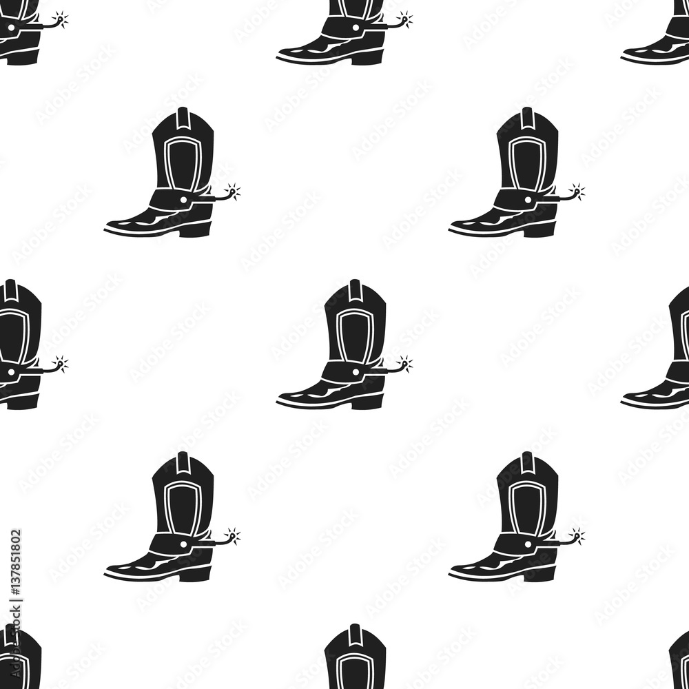 Cowboy boot icon in black style isolated on white background. Wlid west ...