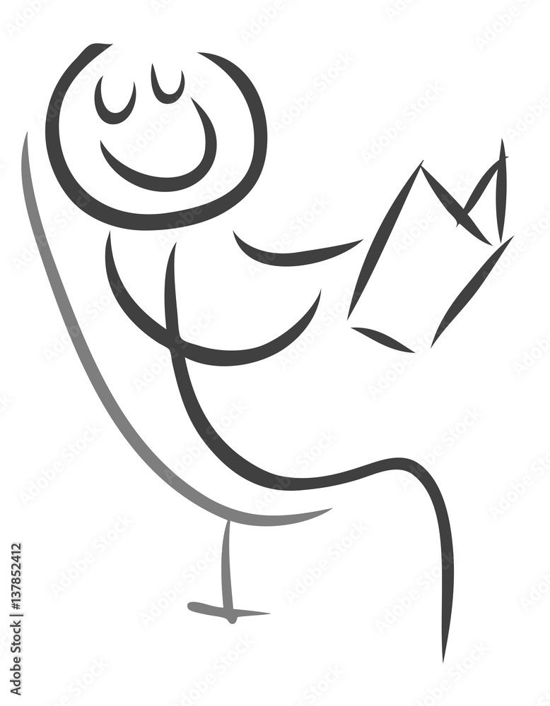 Strichmann sitzt in Sessel und ließt Zeitung Stock Vector | Adobe Stock