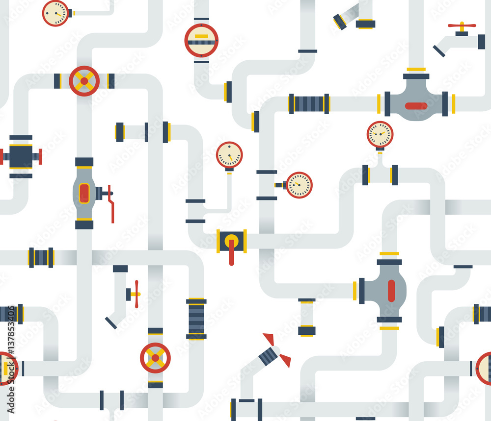 Seamless Stock vector ware pipes system pattern. Flat vector background ...