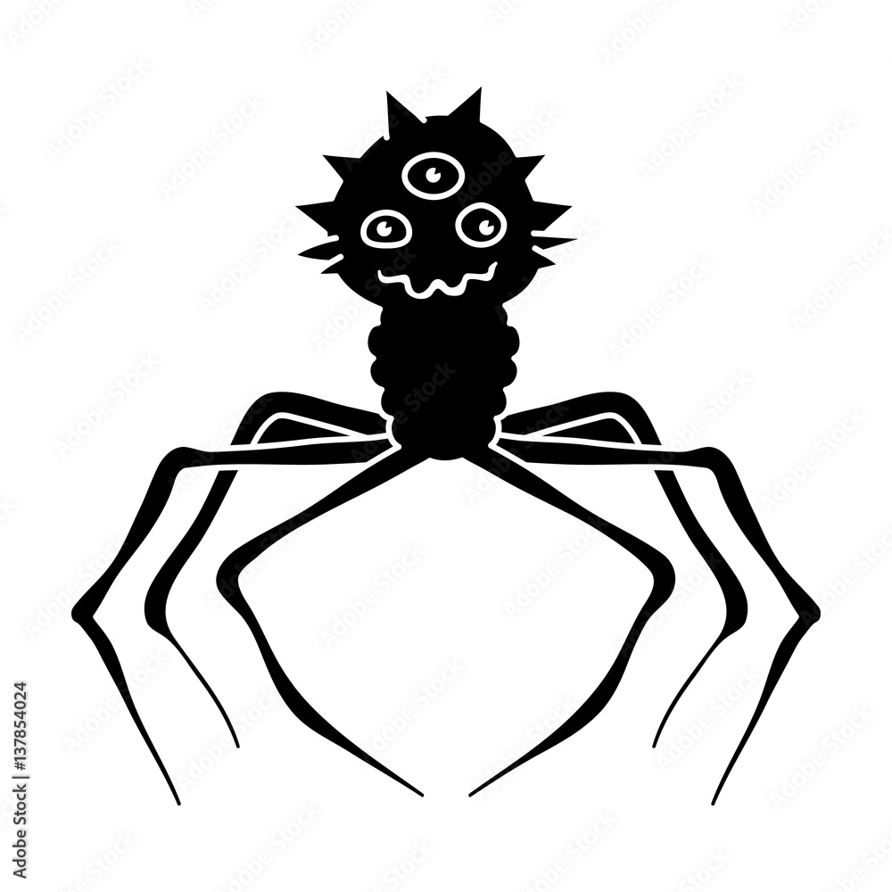 Red virus icon in black style isolated on white background. Viruses and ...