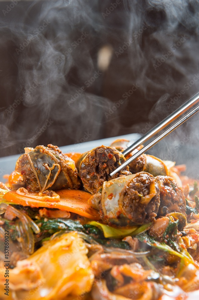 sundae gopchang bokkeum. Stir-fried Korean Sausage with beef tripe ...