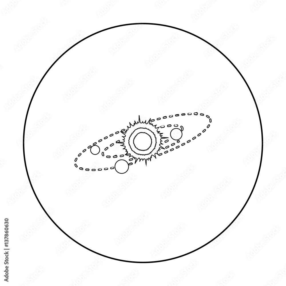 Solar system icon in outline style isolated on white background. Space ...