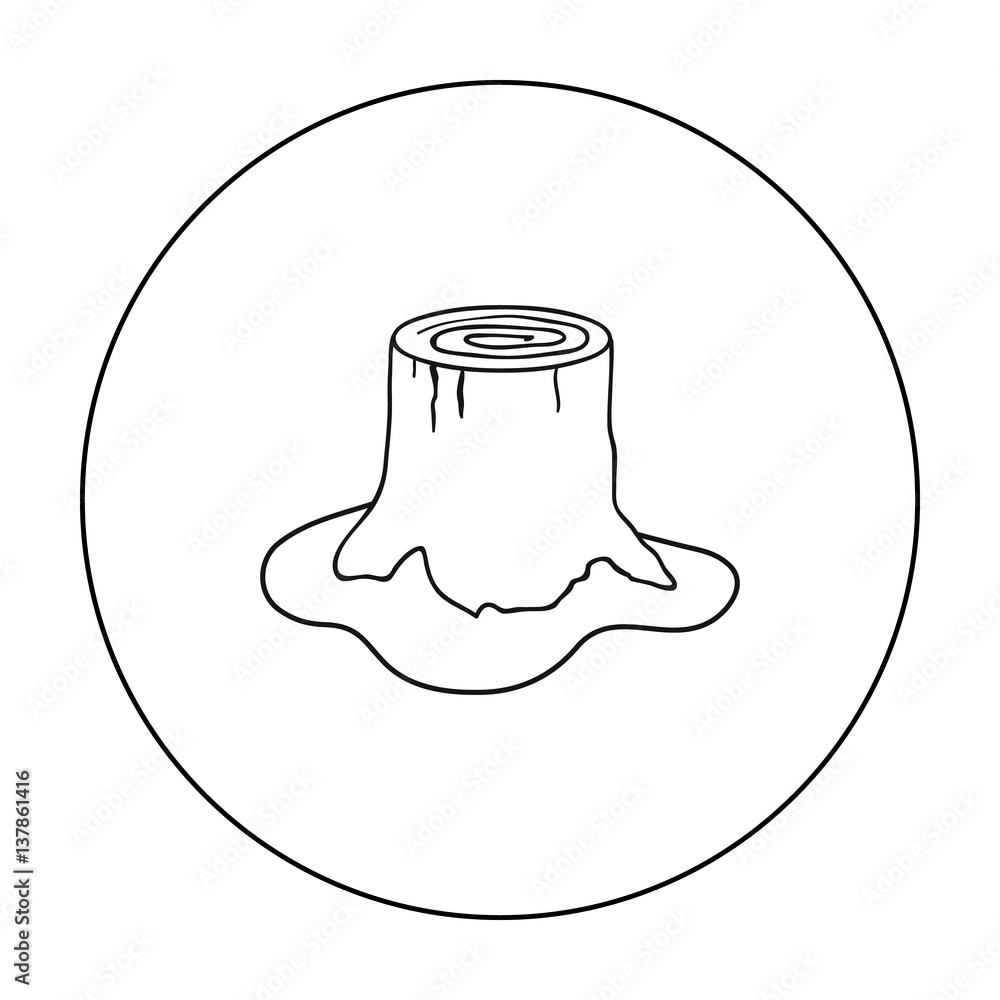 Tree stump icon in outline style isolated on white background. Sawmill ...