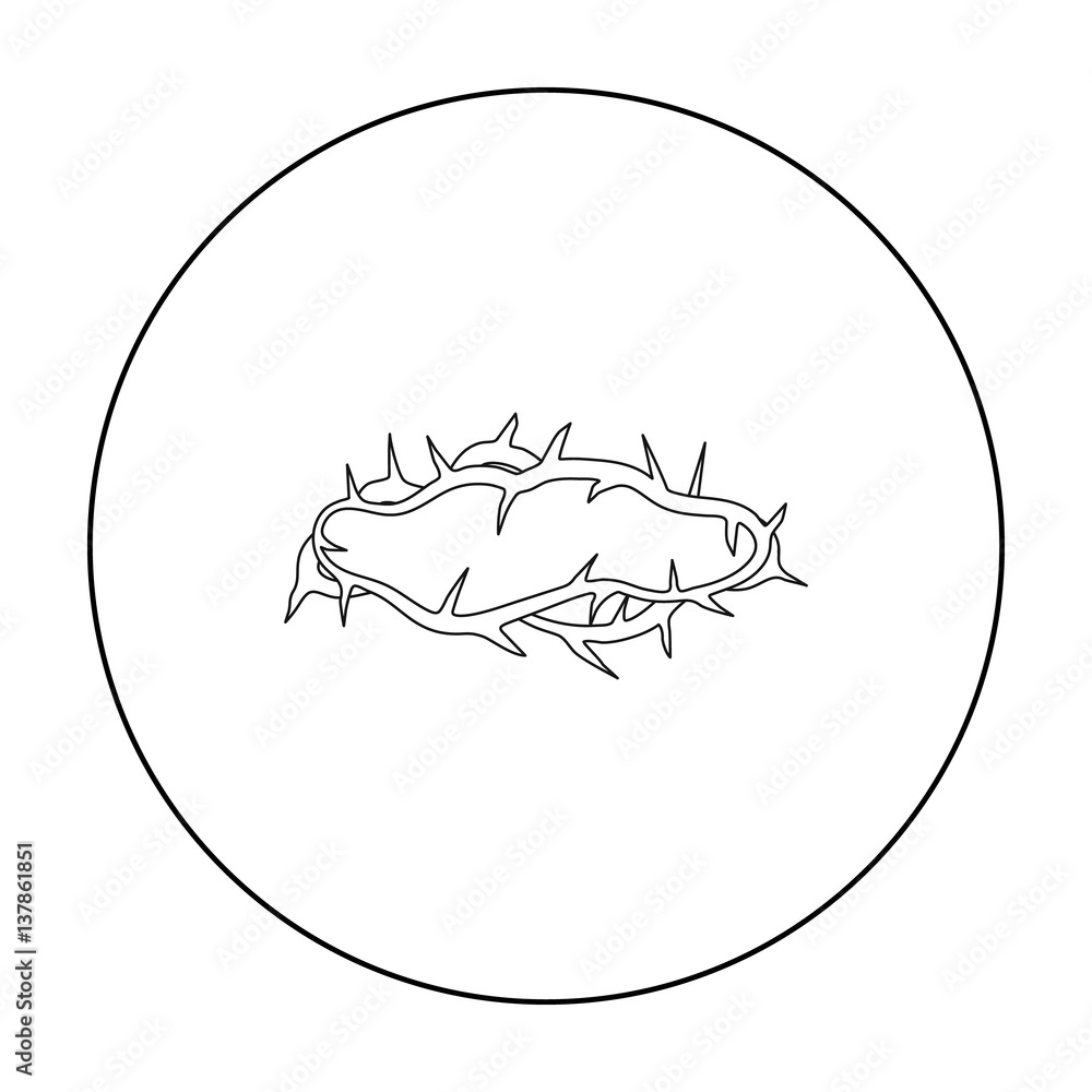 Crown of thorns icon in outline style isolated on white background ...