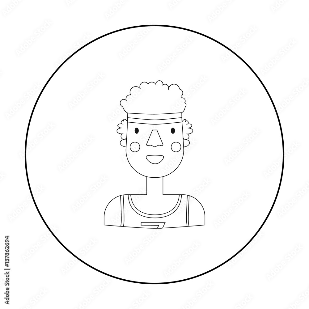 Sportsman icon in outline style isolated on white background. People of ...