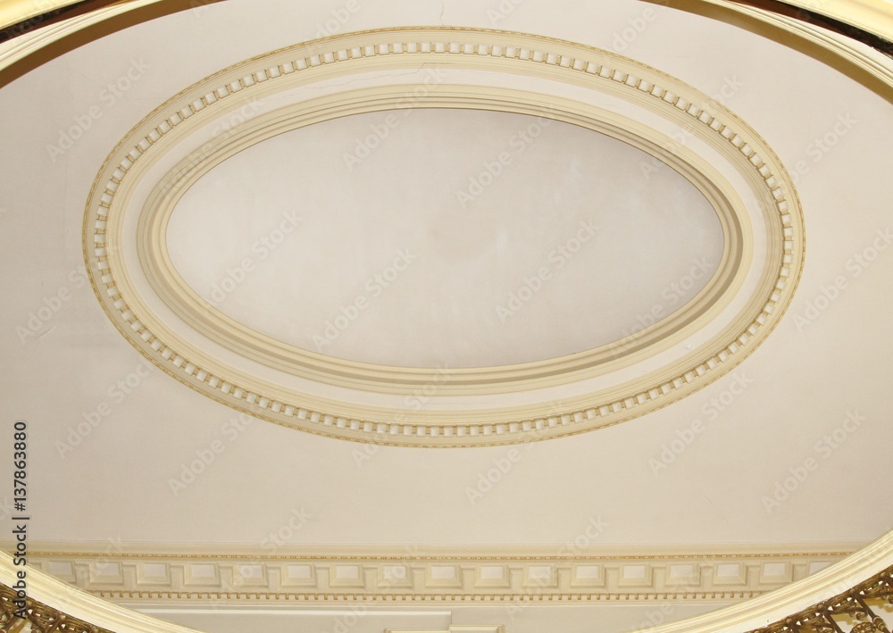 Elaborate oval gold design on ceiling Stock Photo | Adobe Stock