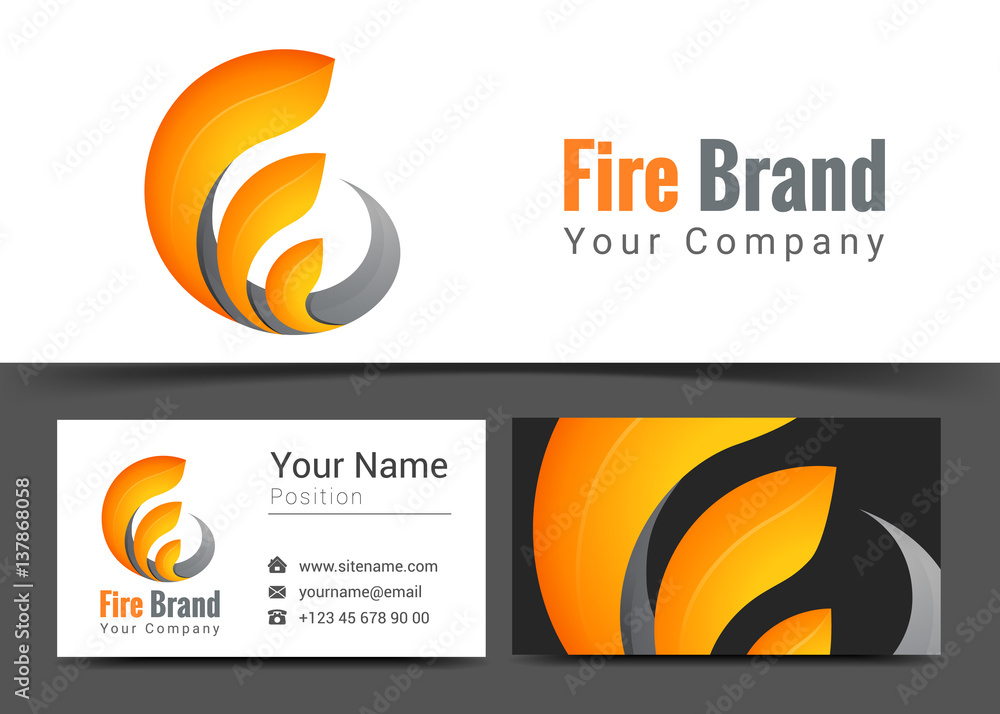 Flame Fire Corporate Logo and Business Card Sign Template. Creative ...