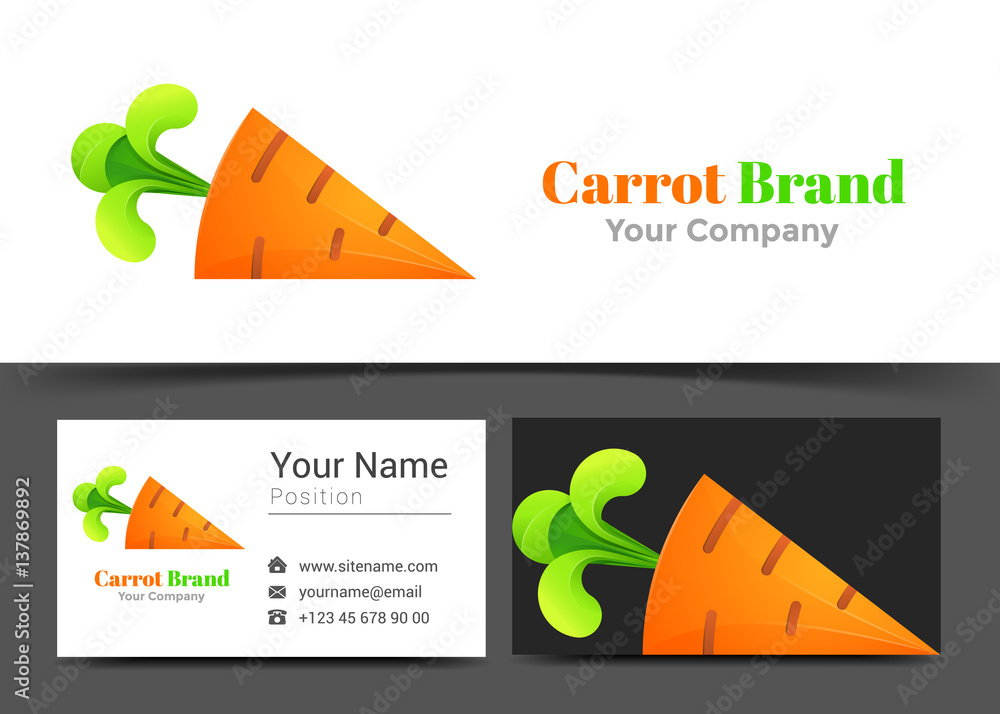 Carrot Vegetable Orange Green Corporate Logo and Business Card Sign ...