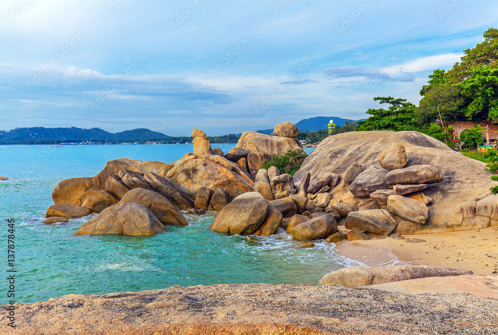 Hin Ta and Hin Yai Rocks. A famous place on the island of Koh Samui in ...