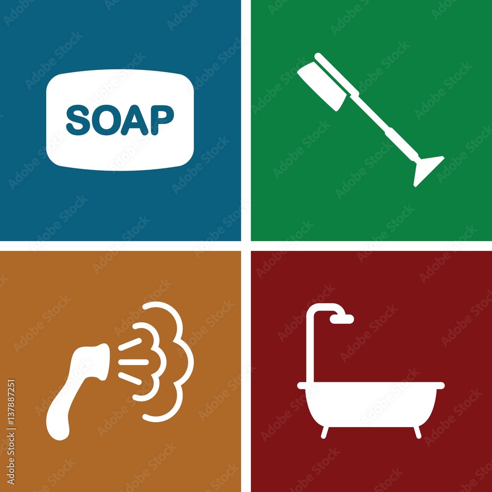 Set of 4 cleanliness filled icons Stock Vector | Adobe Stock