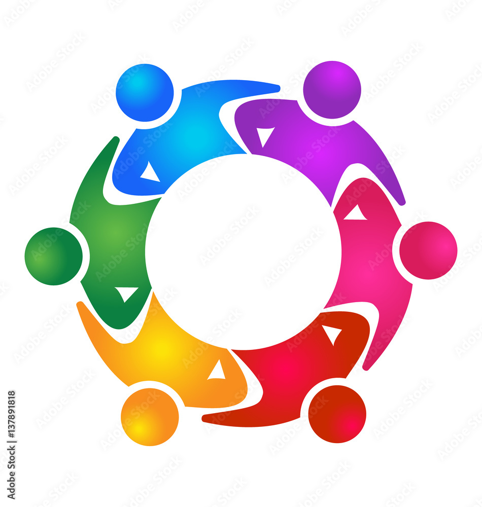 Teamwork business meeting people vector logo Stock Vector | Adobe Stock