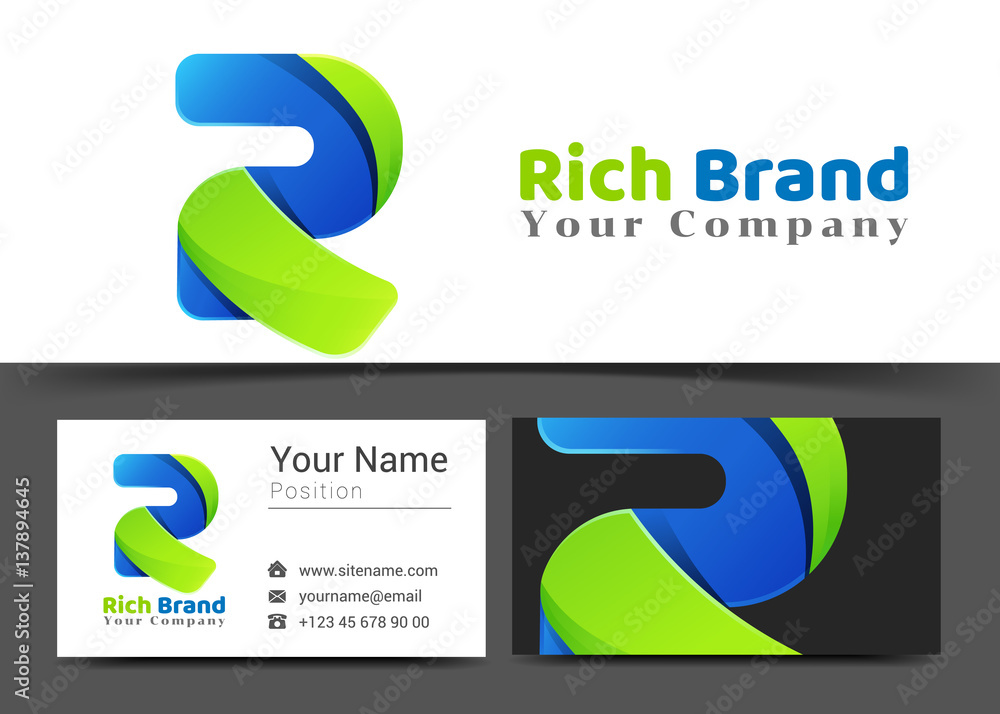 Letter R Corporate Logo and business card sign template. Creative ...