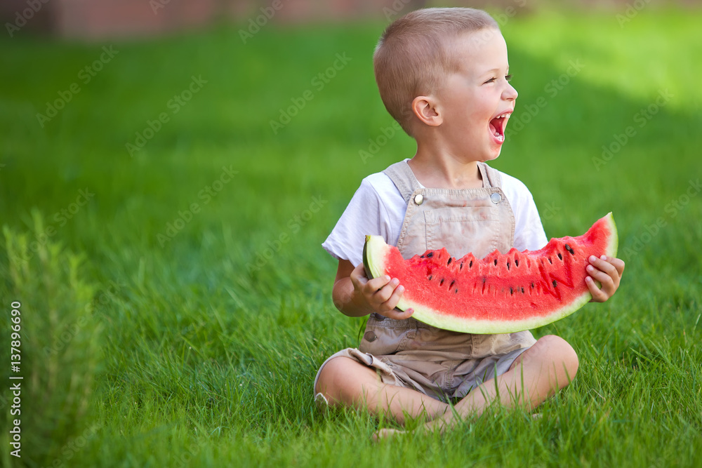 Child with watermelon Stock Photo | Adobe Stock
