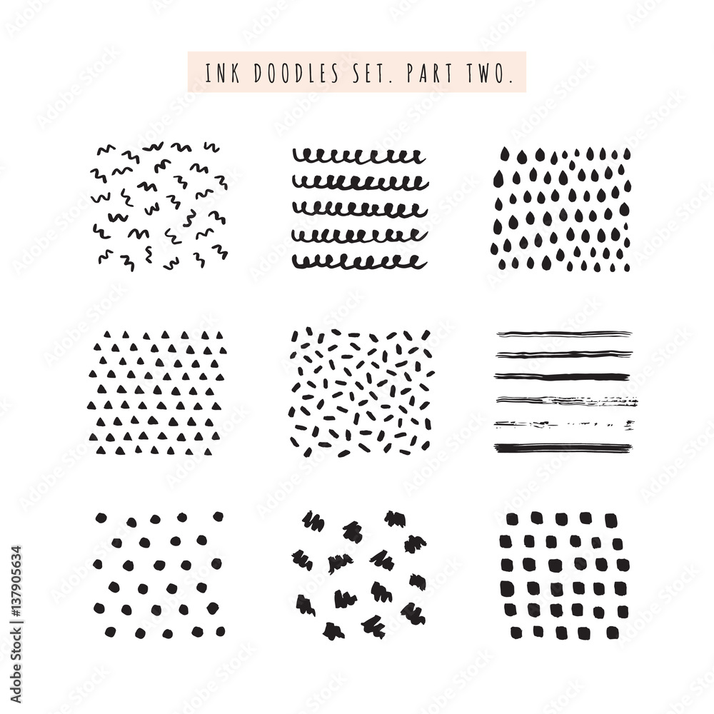 Ink doodles and scribbles vector set. Part two. Stock Vector | Adobe Stock