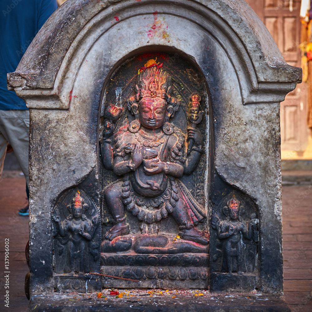 Hindu God Kala Bhairava Shrine at the Swayambhunath temple, Kathmandu ...