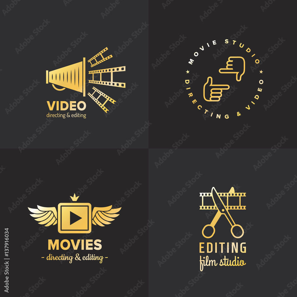 Film, movie and video logo vintage vector set. Part two. Stock Vector ...