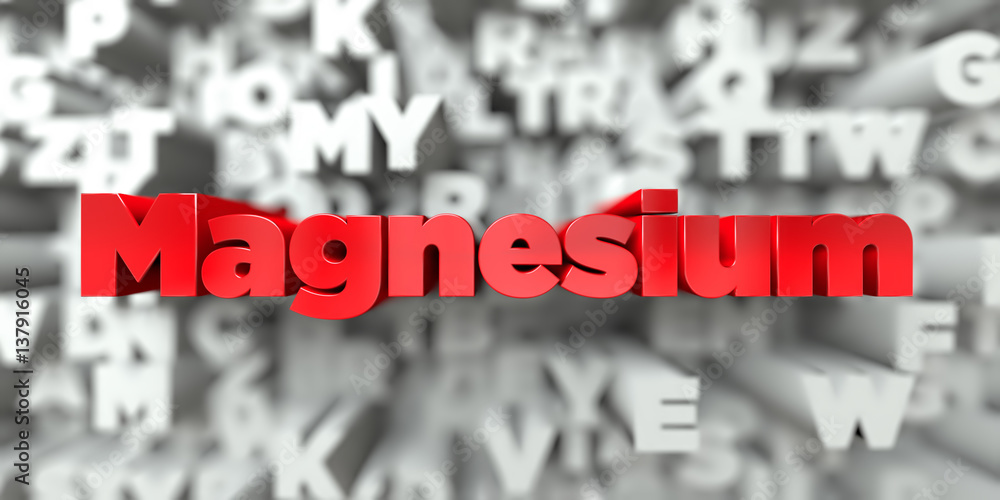 Magnesium - Red text on typography background - 3D rendered royalty ...