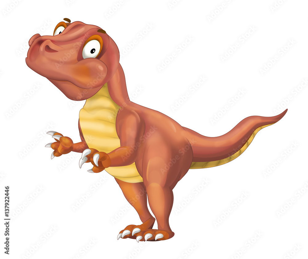 cartoon prehistoric animal raptor illustration for children Stock ...