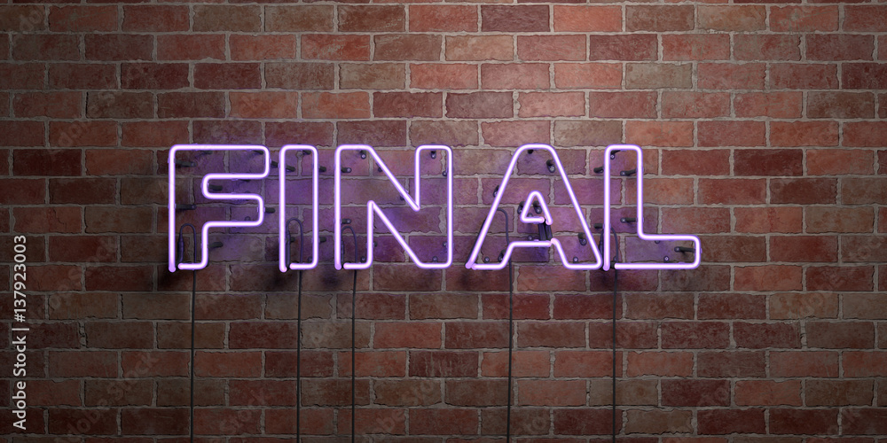 FINAL - fluorescent Neon tube Sign on brickwork - Front view - 3D ...