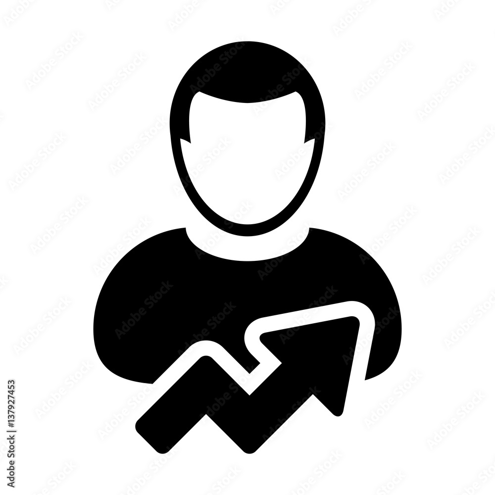 User Icon - Person Profile Growth Arrow Avatar Vector illustration ...