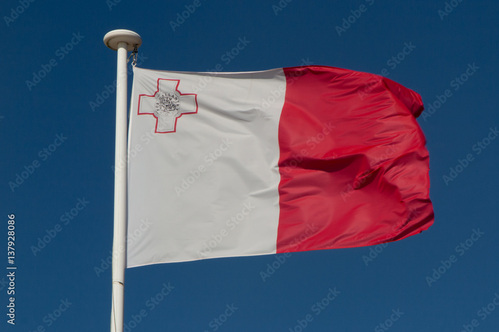 Flag of the island of Malta with the cross of Georges Stock Photo ...