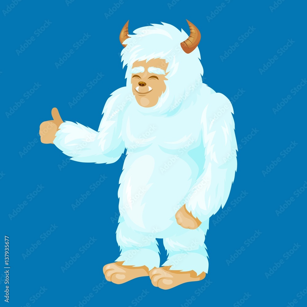 Cute Blue Yeti in an ice cave Cartoon Mascot.Vector Illustration Stock ...
