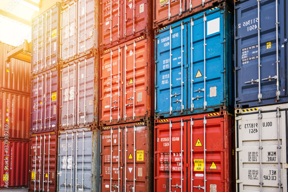Photo & Art Print Containers box from Cargo freight ship for import ...