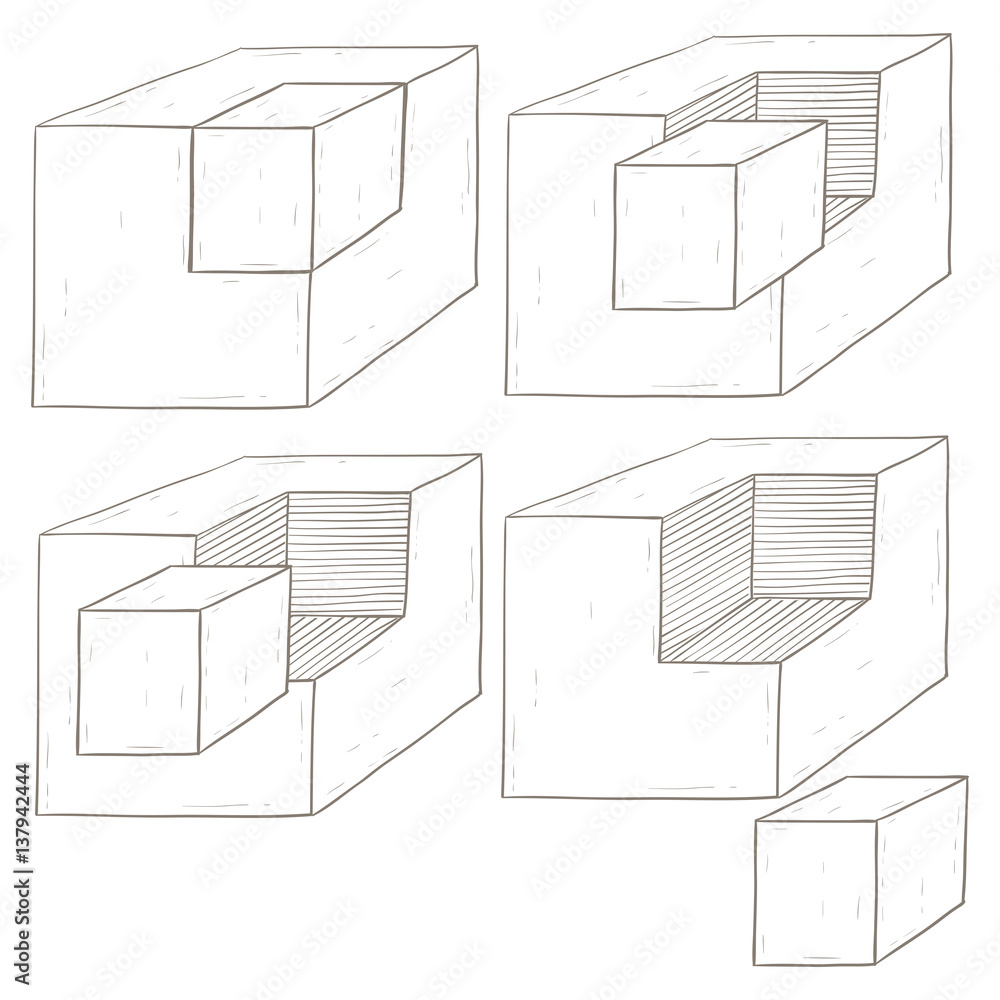 Geometric figures. Cube shapes. Hand drawn sketch Stock Vector | Adobe ...