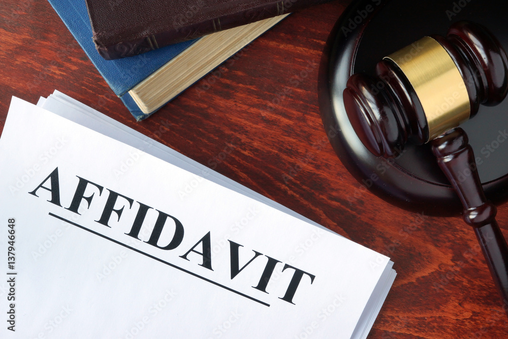 Foto de Affidavit form, documents and gavel on a table. do Stock ...