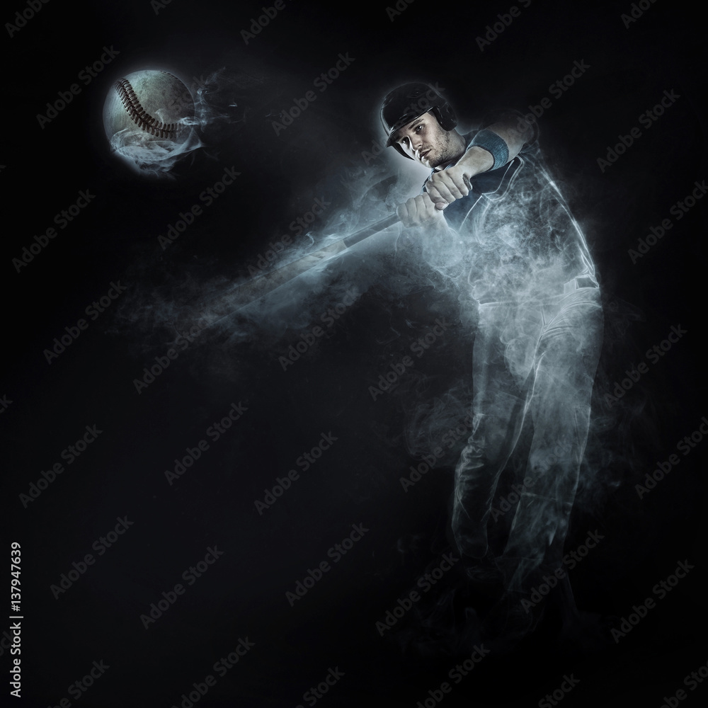 Baseball from smoke on the dark background Stock Photo | Adobe Stock