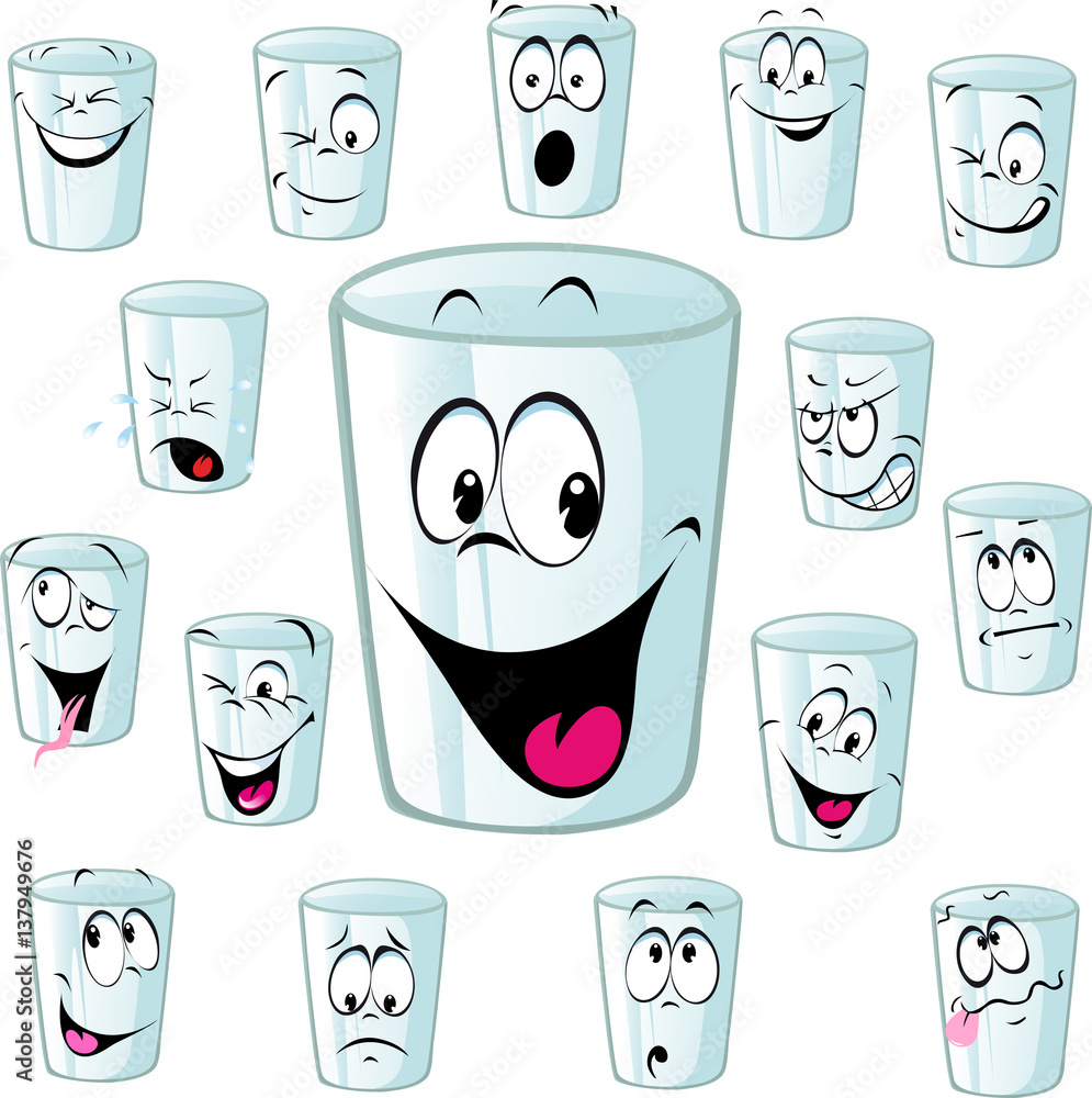 empty cup cartoon with funny face - vector illustration vector de Stock ...