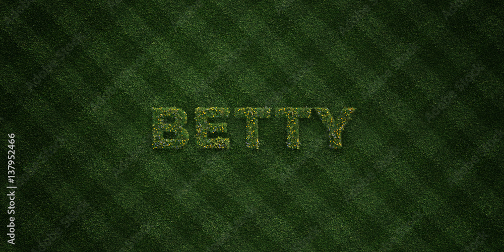 BETTY - fresh Grass letters with flowers and dandelions - 3D rendered ...