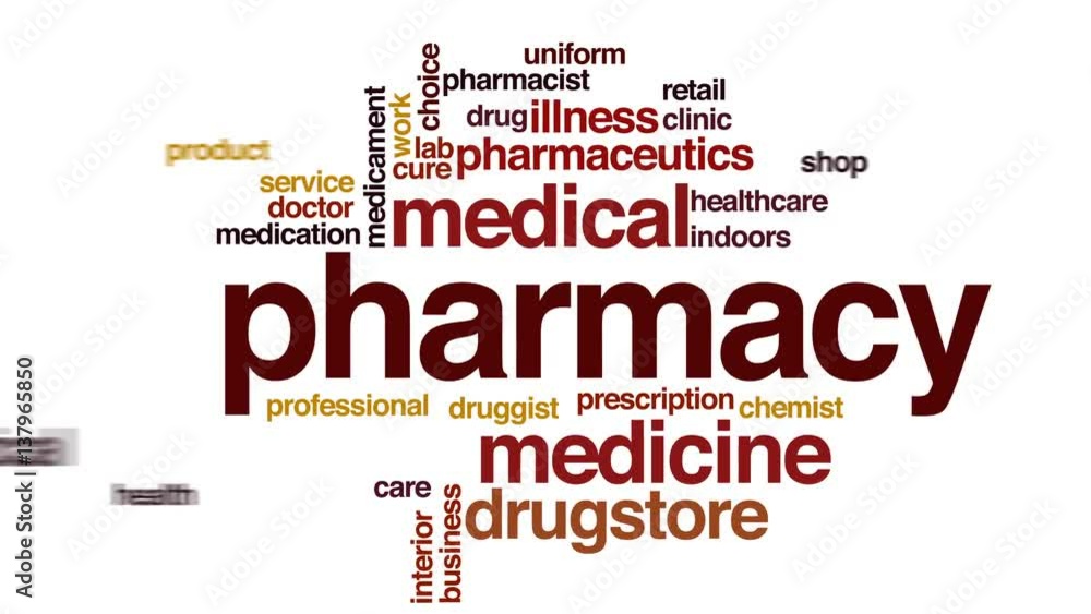 Pharmacy management animated word cloud, text design animation. Stock ...
